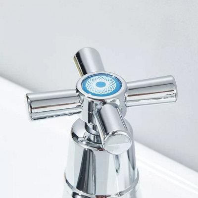 2X Twin Taps Set Hot and Cold Pair Tap Traditional Bath Bathroom Basin ...