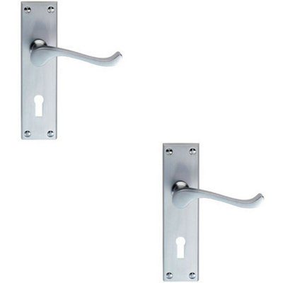 2x Victorian Scroll Handle on Rectangular Lock Backplate 155 x 41mm ...