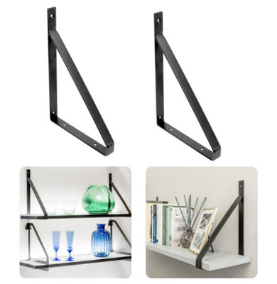 2x Wall Shelf Support Holder Bracket Steel Black Matt 30kg Black Matt ...