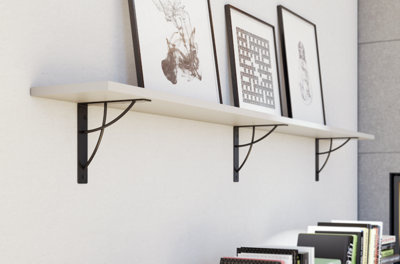 2x Wall Shelf Support Holder Bracket Steel Black Matt 40kg Home Decor NEO