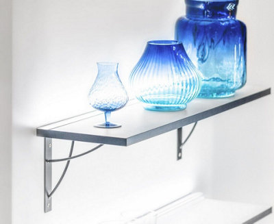 2x Wall Shelf Support Holder Bracket Steel Black Matt 40kg Home Decor NEO