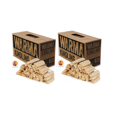 2x Warma Premium kindling Wood Kiln Dried BBQ Fire Burner 3kg | DIY at B&Q