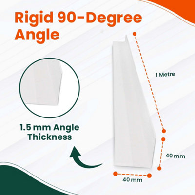 2x White 40 x 40mm Plastic Angle Trim 1 Metre UPVC Trim for Edges ...