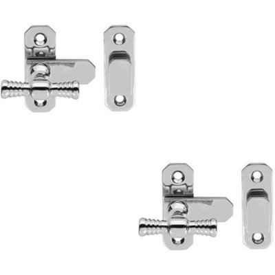 2x Window T Handle Fastener 57 x 19mm Polished Chrome Cabinet Door Lock ...