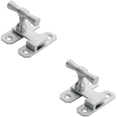 2x Window T Handle Fastener 57 x 19mm Satin Chrome Cabinet Door Lock ...