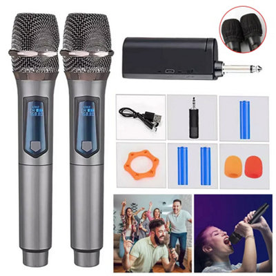 2x Wireless Microphone UHF Professional Handheld Mic System Receiver ...