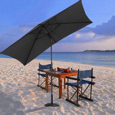 2x3M Large Garden Rectangular Parasol Outdoor Beach Umbrella Patio Sun ...