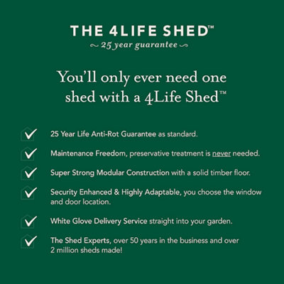 2x8 4LIFE Reverse Apex Shed 25yr Guarantee Overlap Pressure Treated ...