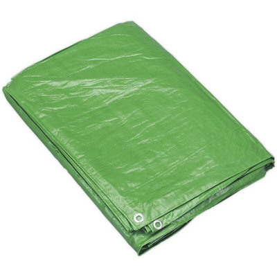 3.05m x 3.66m Green Tarpaulin - Mould and Mildew Proof - Waterproof ...