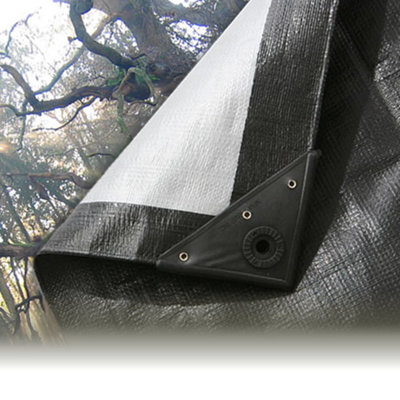 3.0M x 3.6M BLACK/SILVER HEAVY WATERPROOF TARPAULIN SHEET TARP COVER ...