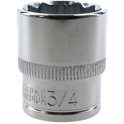 3/4" AF SAE Imperial Socket 3/8" Drive 12 Point Shallow Depth Chrome ...