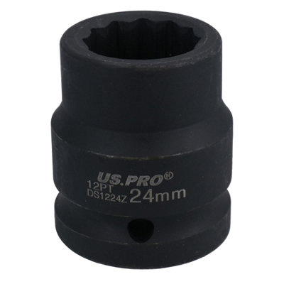 3/4" Drive 24mm Shallow Metric MM Impact Impacted Socket 12 Sided Bi-Hex