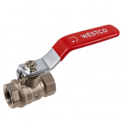 3/4" Female x Female Lever Ball Valve - Red Handle Brass Isolation Valve