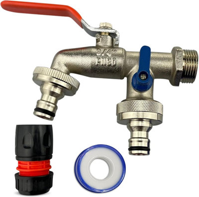 3/4 in Brass Nickel Double Water Tap Rust and Frost Resistant/2x Snap ...