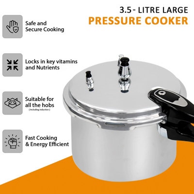 3.5 Litre Dual Handle aluminum Pressure Cooker Kitchen Catering Cookware