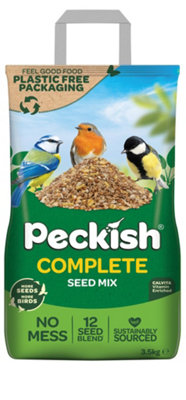 3.5kg Husk-Free, 100% Edible Complete Bird Seed Mix - Packed with 12 ...