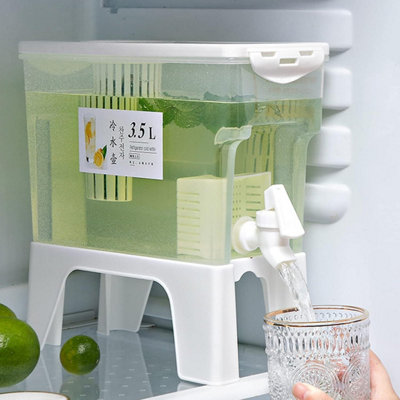 3.5L Plastic Drink Dispenser with Tap & Stand BPA-Free Fridge Beverage ...