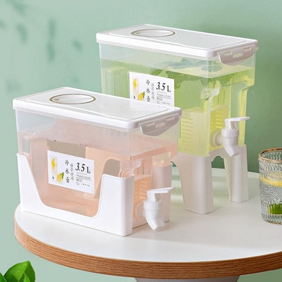 3.5L Plastic Drink Dispenser with Tap & Stand BPA-Free Fridge Beverage ...