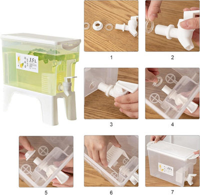 3.5L Plastic Drink Dispenser with Tap & Stand BPA-Free Fridge Beverage ...