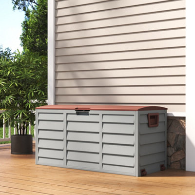 3.6 x 1.7 ft Brown Waterproof Wooden Style Large Plastic Garden Storage ...