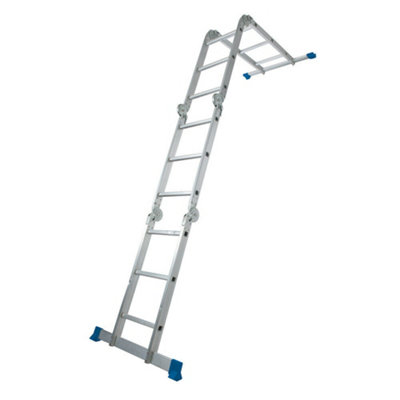 3.6m Multipurpose Lightweight Ladder & Platform 12 Rung Step / Stair ...