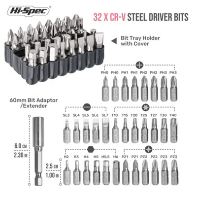 3.6V Cordless Electric Screwdriver USB Power Rechargeable 34 PC Bit Set ...