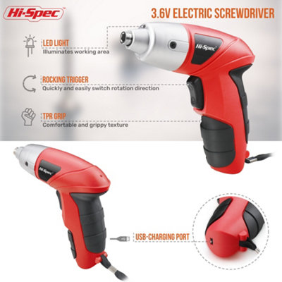 3.6V Mini Screwdriver Cordless Electric Power with 23 Driver Bit Set 27 PCE