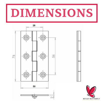 3" (75mm) BUTT HINGES - Nickel Plate Door Hinges - multi pack