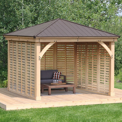 3.7m (12ft) Meridian Gazebo with Triple Privacy Wall | DIY at B&Q