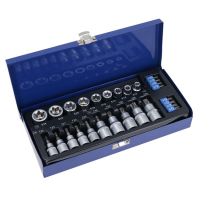 3/8" 1/2" Dr Torx / Star Socket and Socket Bit 27pc Set E Type ...