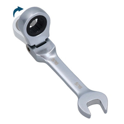 3/8" AF SAE Imperial Flexible Stubby Flexi Head Ratchet Spanner Combi ...