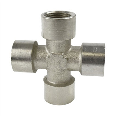 3/8" BSP Cross Fitting Female Thread Manifold Air / Hydraulic Fitting FT062