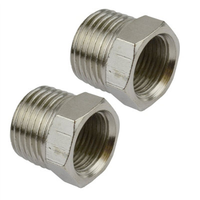 3/8" BSP Male to 1/4" BSP Female Threaded Adapter Hex Bush 2 PACK FT079