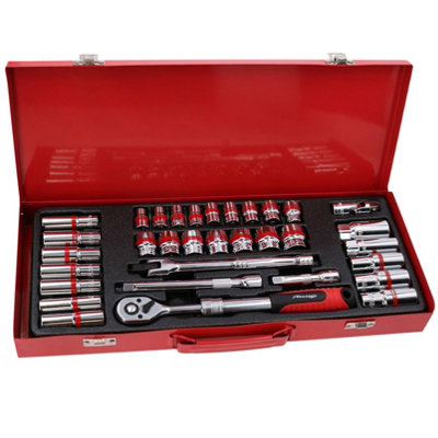 3/8" Drive Metric Shallow And Deep Socket And Accessory Set 8mm - 24mm ...