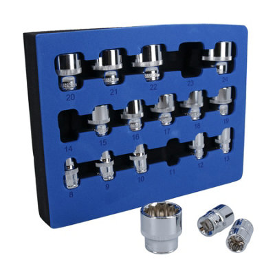 3/8" Drive Shallow Metric MM Shallow Sockets Bi-Hex 12 Point 8mm - 24mm ...