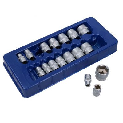 3/8" drive sockets metric shallow 8mm - 24mm 17pc set Satin Finish AT299
