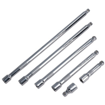 3/8" Drive Wobble Socket Ratchet Extension Bar Set 38mm - 300mm 6pc Set | DIY at B&Q