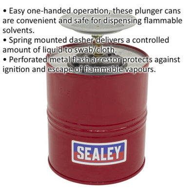 3.8 Litre Plunger Can - One Handed Operation - Flammable Liquid Dispenser