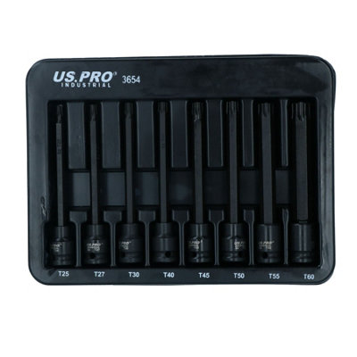 3/8in Drive Deep Impact Impacted Torx Star Male Bit Sockets T25-T60 8pc Set