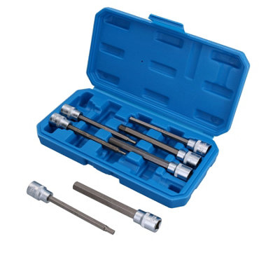 3/8in Drive Extra Long Metric MM Allen Hex Key Sockets 3mm to 10mm 7pc Set