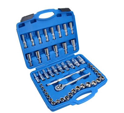 3/8in Drive Metric Imperial Socket Set Shallow + Deep 50pc