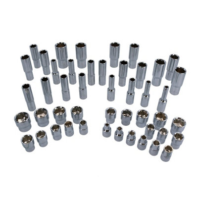 3/8in Drive Metric Imperial Socket Set Shallow + Deep 50pc