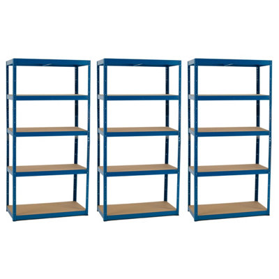 3 Bays of 5 Tier Everyday Storage Shelving 1800h x 900w x 450d mm 275kg ...