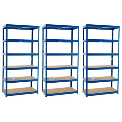 3 Bays of 6 Tier Everyday Storage Shelving 1800h x 900w x 450d mm 275kg ...