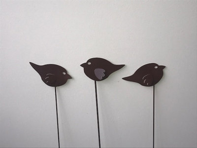3 Birds on A Stake (Set of 3) - Traditional Forge Hand Made, Garden ...