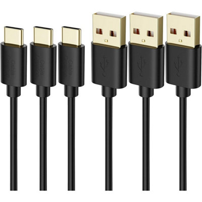 3 Black 1.2m Usb to Type C Cables (Pack)