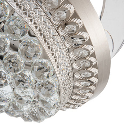 3 Blade Crystal LED Ceiling Fan Light 42 Inch