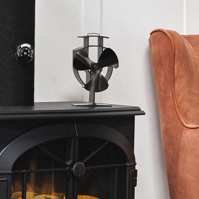 3 Blade Stove Fan & Magnetic Thermometer - Self Powered Energy Saving ...