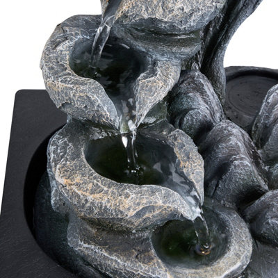 3 Bowl Waterfall Tabletop Fountain with LED Lighting