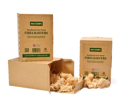 3 Boxes of Natural Environmentally Friendly Maxchips Firelighters Clean, Odourless 150 Fire ...